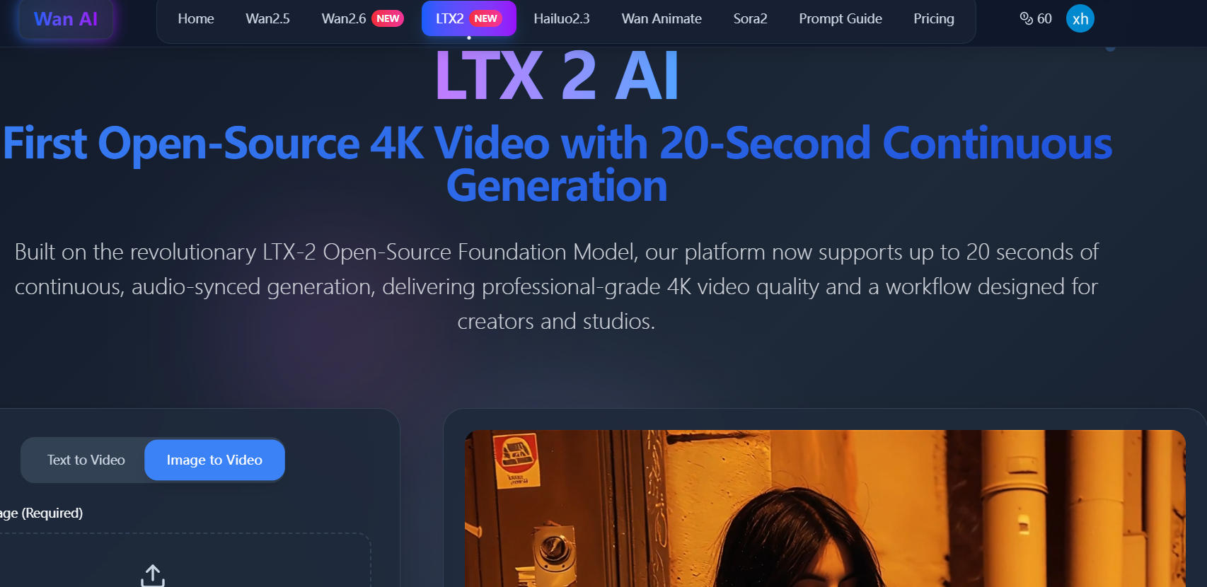 LTX 2 AI Video Generator Online - 4K, Audio Sync & Pro Workflow Tool